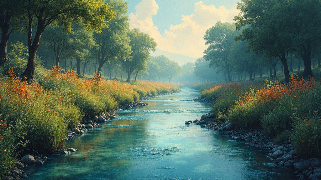 Fantastical Waterway in Intricate Detail - AI Art
