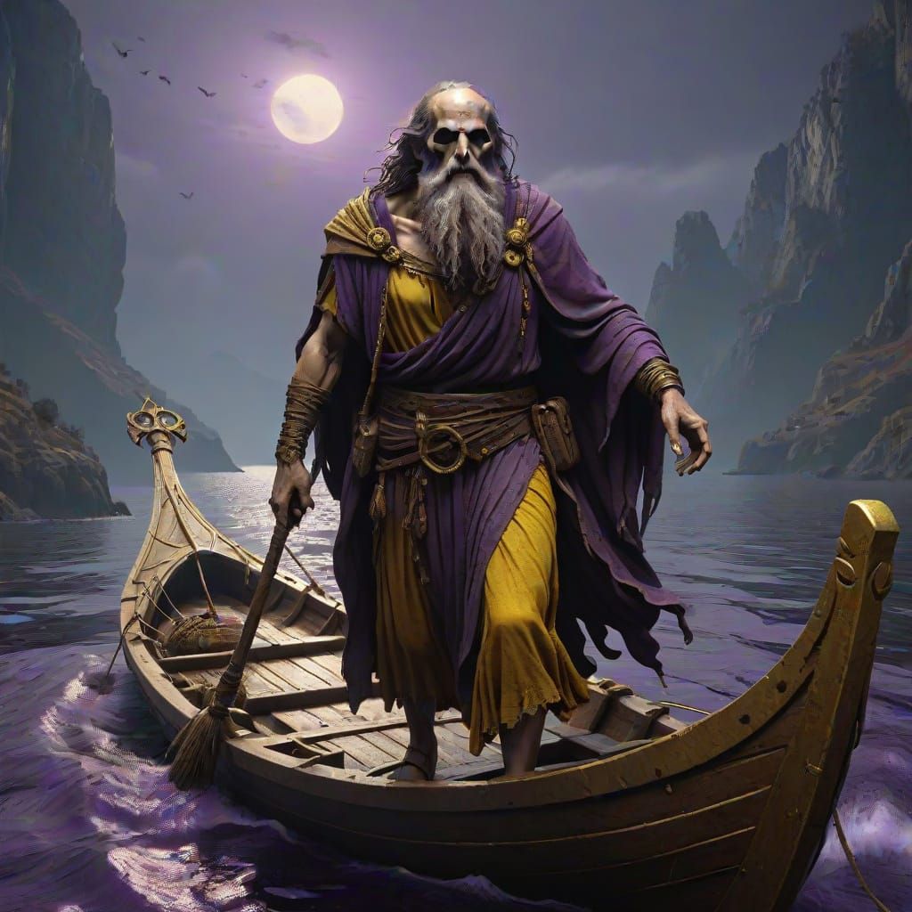 Dark Fantasy Masterpiece: Charon's Ferry in Moody,... - AI Art