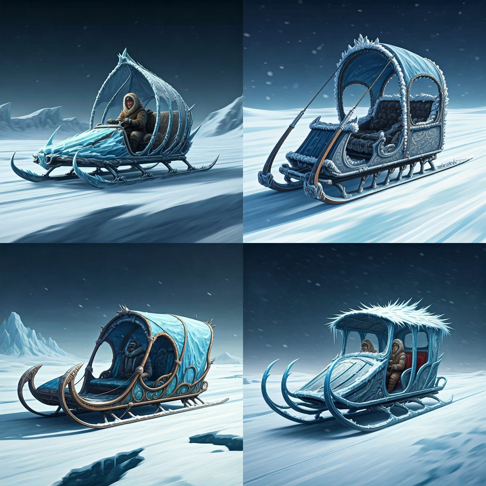 Gothuun Tundra Ice-Runners in High-Tech Design - AI Art