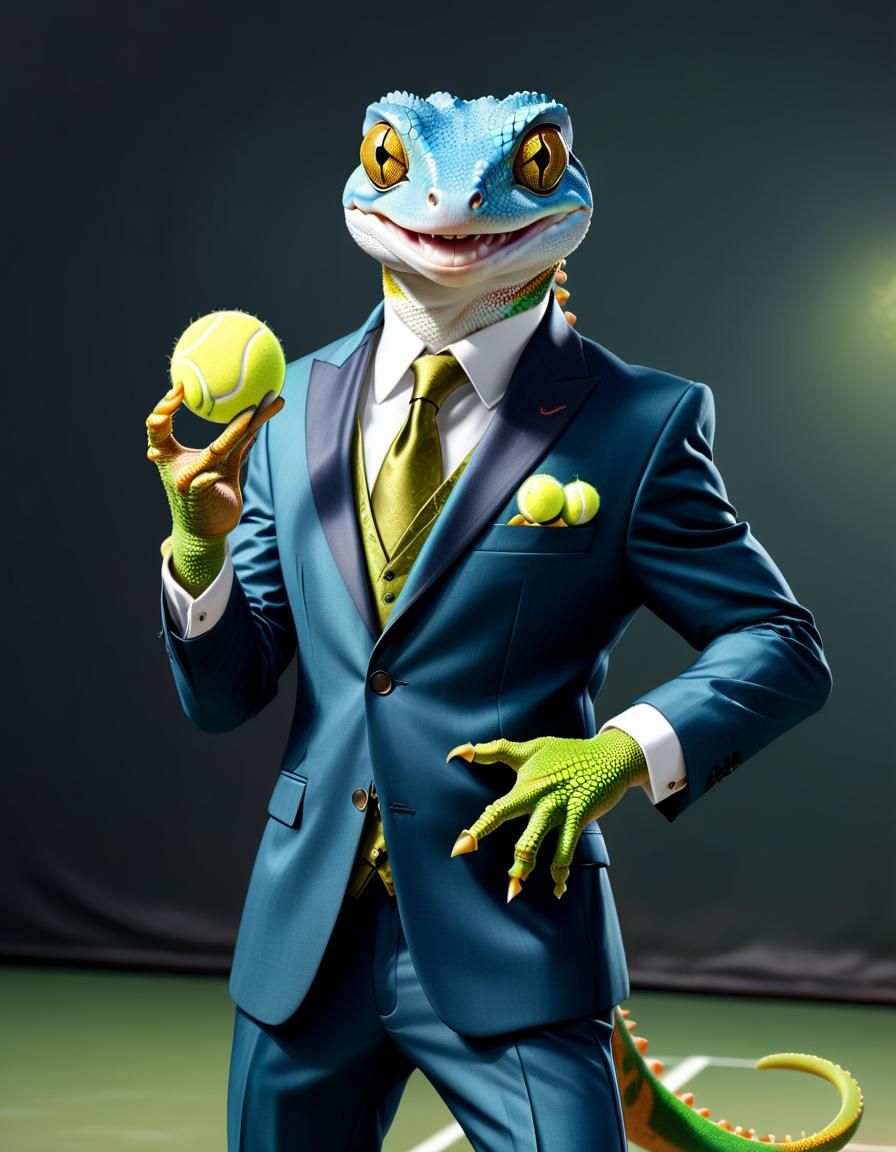 Majestic, sensuale and smiling elegant anthropomorphic gecko wearing ...