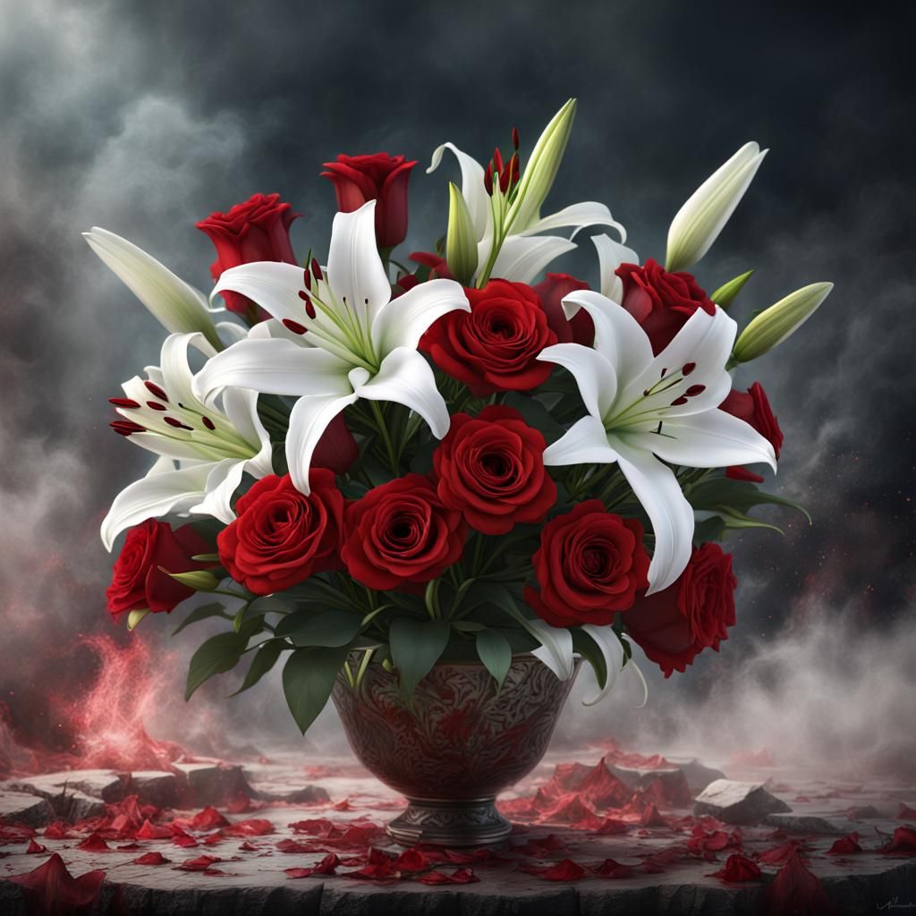 Love and death bouquet - AI Generated Artwork - NightCafe Creator