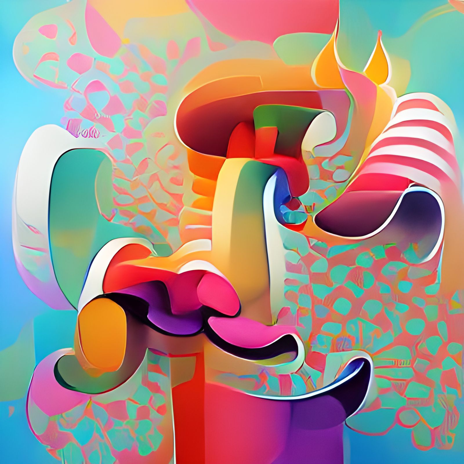 abstract forms in the bold detailed colourful psychedelic style of Bill ...