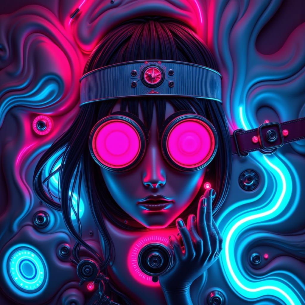 Cyberpunk Pinup Girl in Neon Lights - AI Art