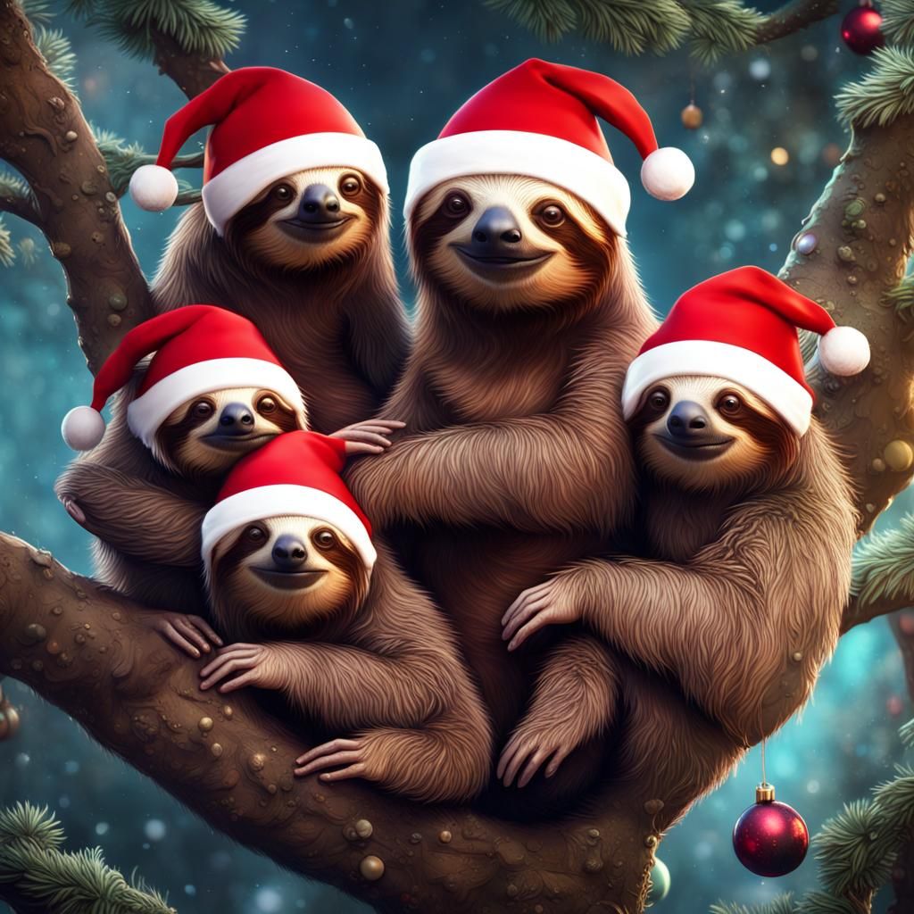Sloths christmas - AI Generated Artwork - NightCafe Creator