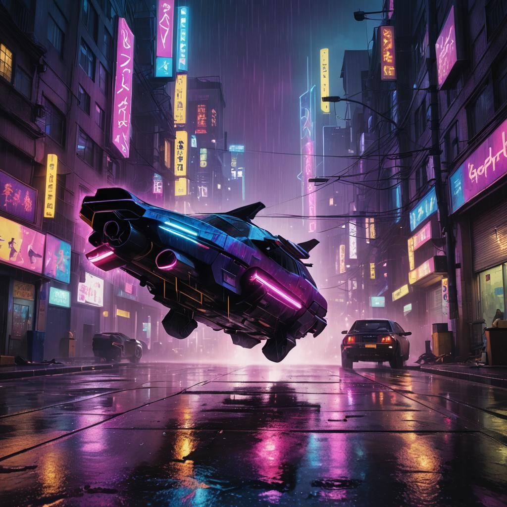 Vibrant Watercolor Cyberpunk Rocket Blast - AI Art