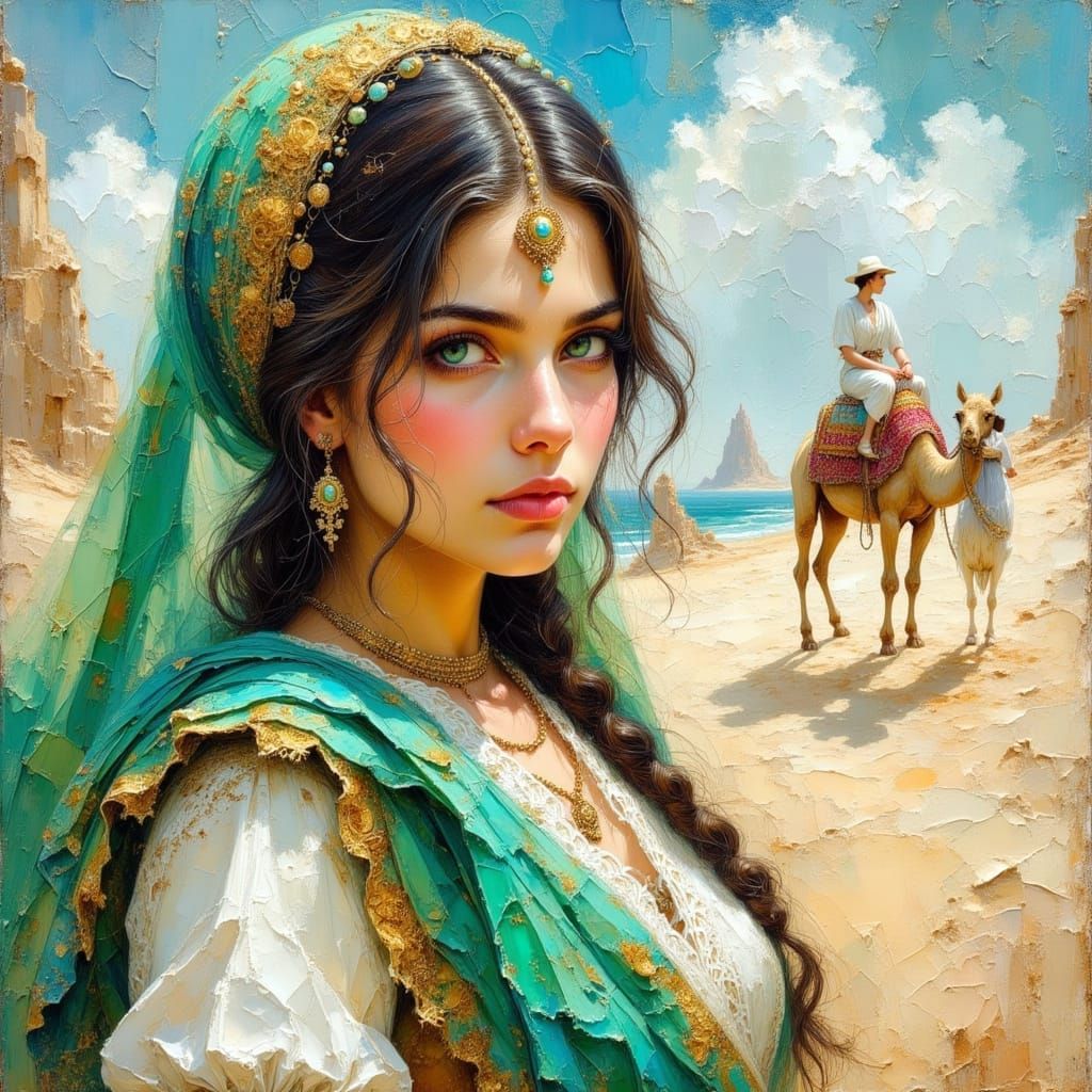 Arabian Princess Portrait in Impasto Oil Painting ... - AI Art