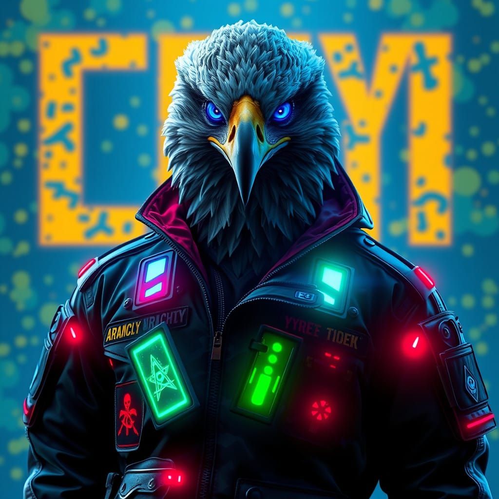 Hyperreal Cyberpunk Warrior in Neon Camouflage - AI Art