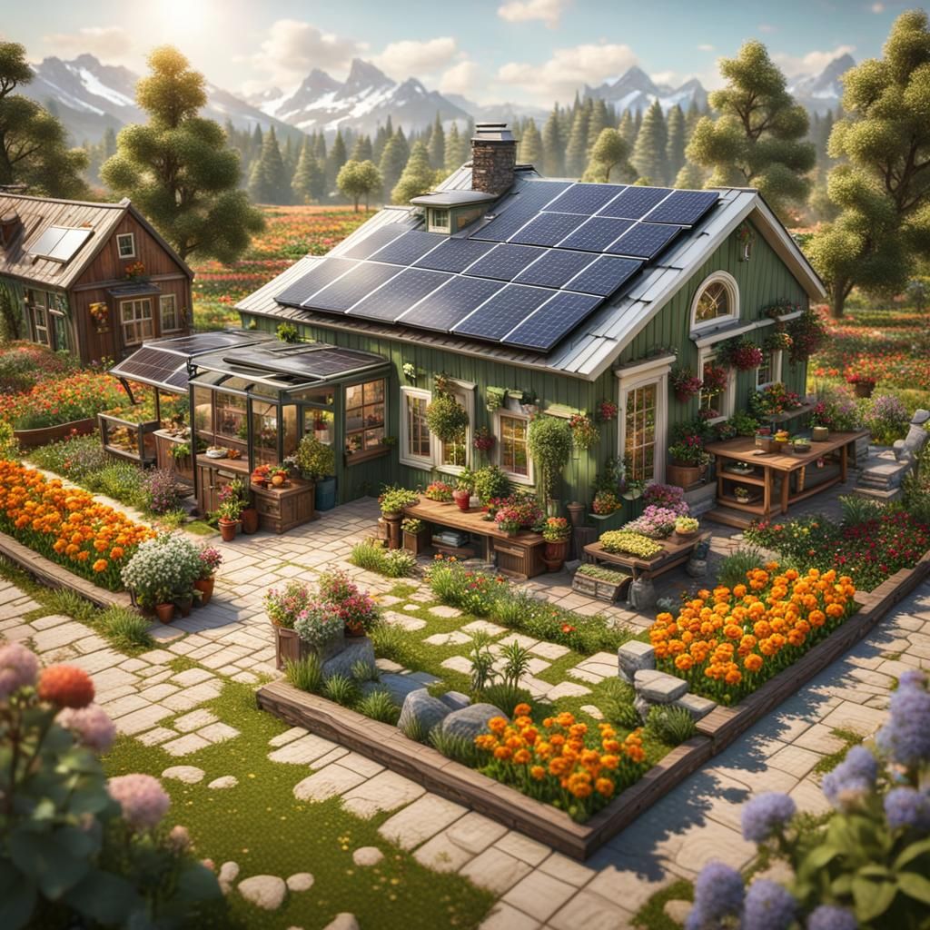 Farm House and Greenhouse - AI Generated Artwork - NightCafe Creator