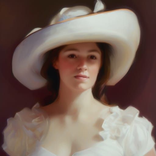 Beautiful young baroness, with plain lips, in a white summer light lace ...