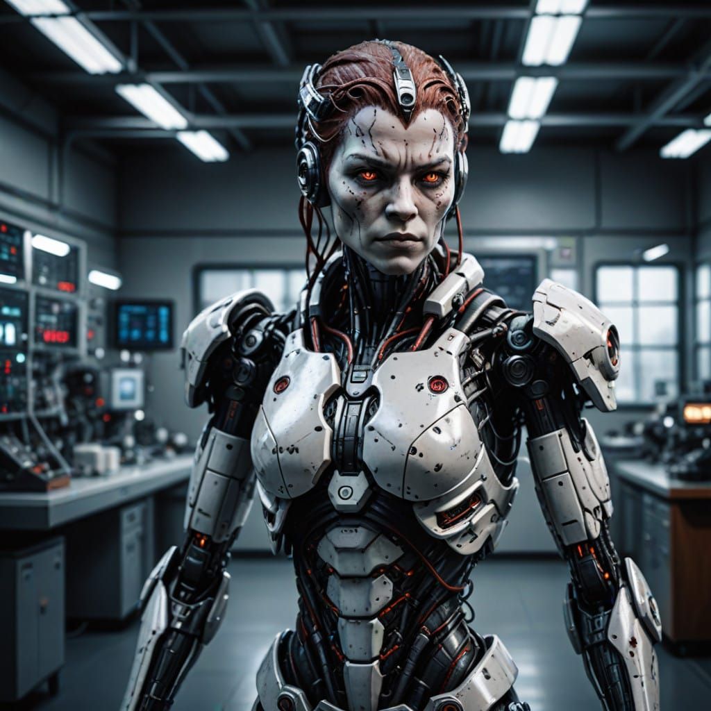 Cyborg Lilith Examined in a Scientific Lab - AI Art