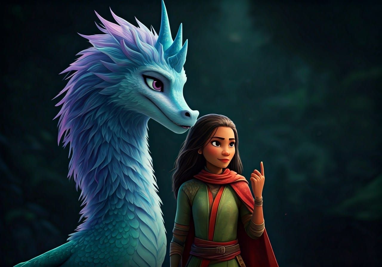 Raya's Majestic Dragon Concept Art in Vivid, Hyper... - AI Art