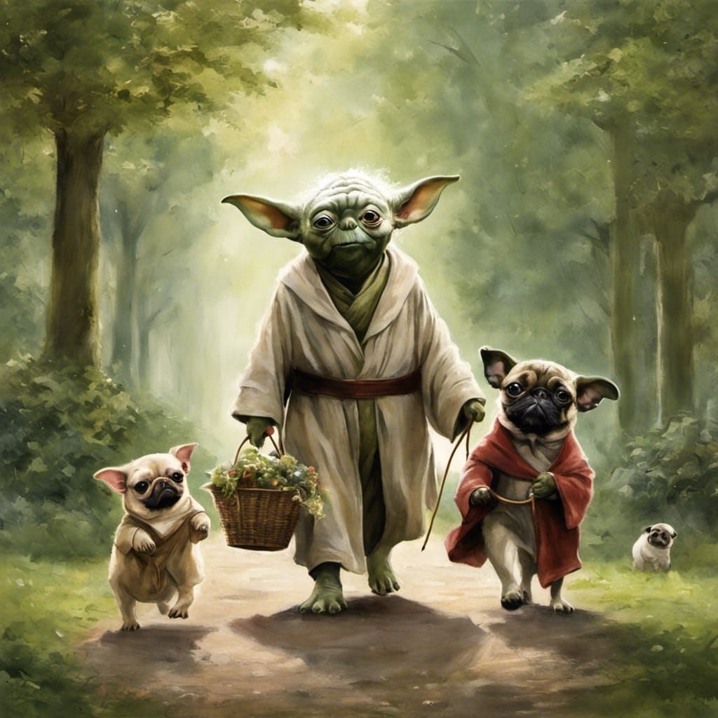 Yoda taking his pugs for a walk 😆 - AI Generated Artwork - NightCafe ...