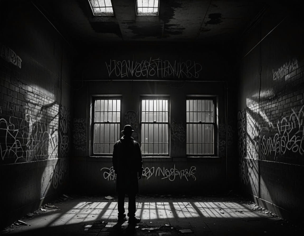 Hope Behind Barred Windows in a Dark Cellblock - AI Art
