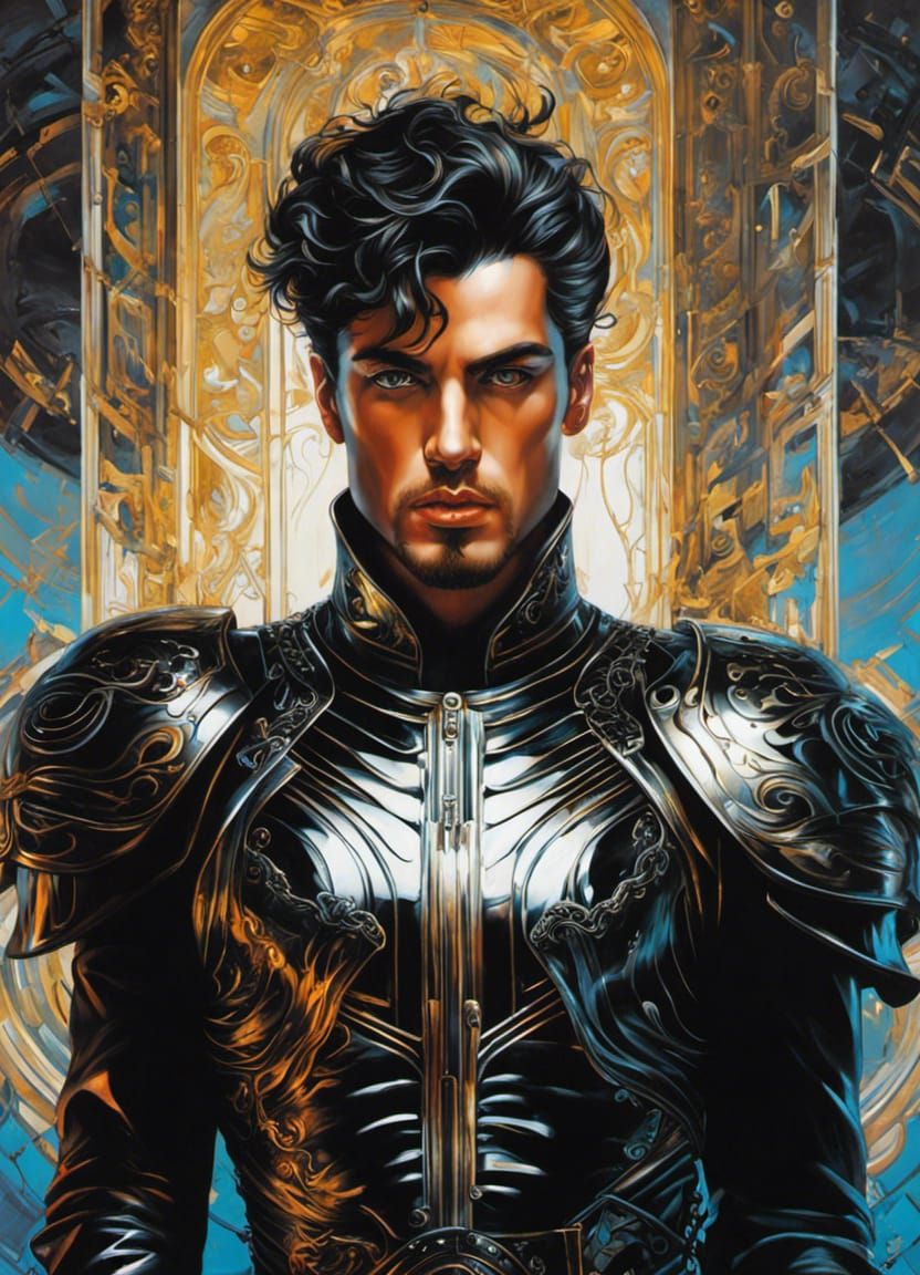 Acrylic painting style Karol Bak, Caravaggio; Beautiful Male ...