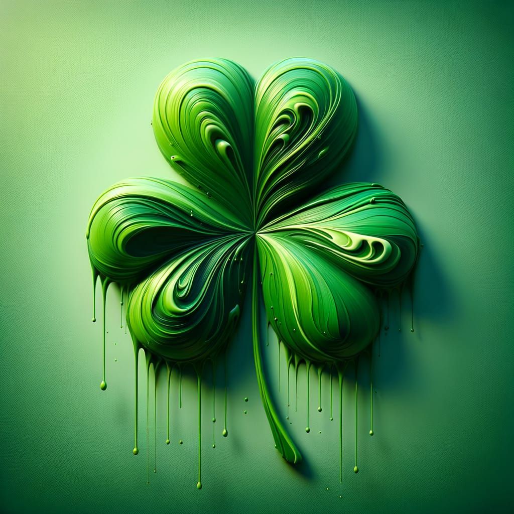 Vibrant Shamrock in Dripping Oil Paint - AI Art