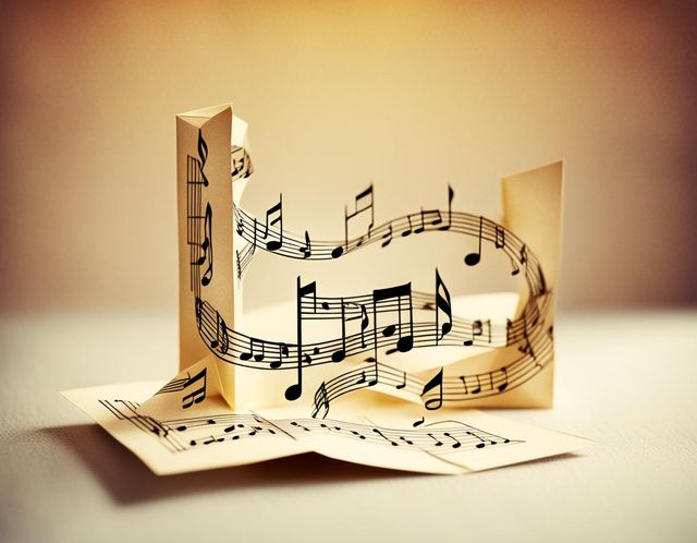"perfact geometric pattern of music note. made of origami art style, in ...