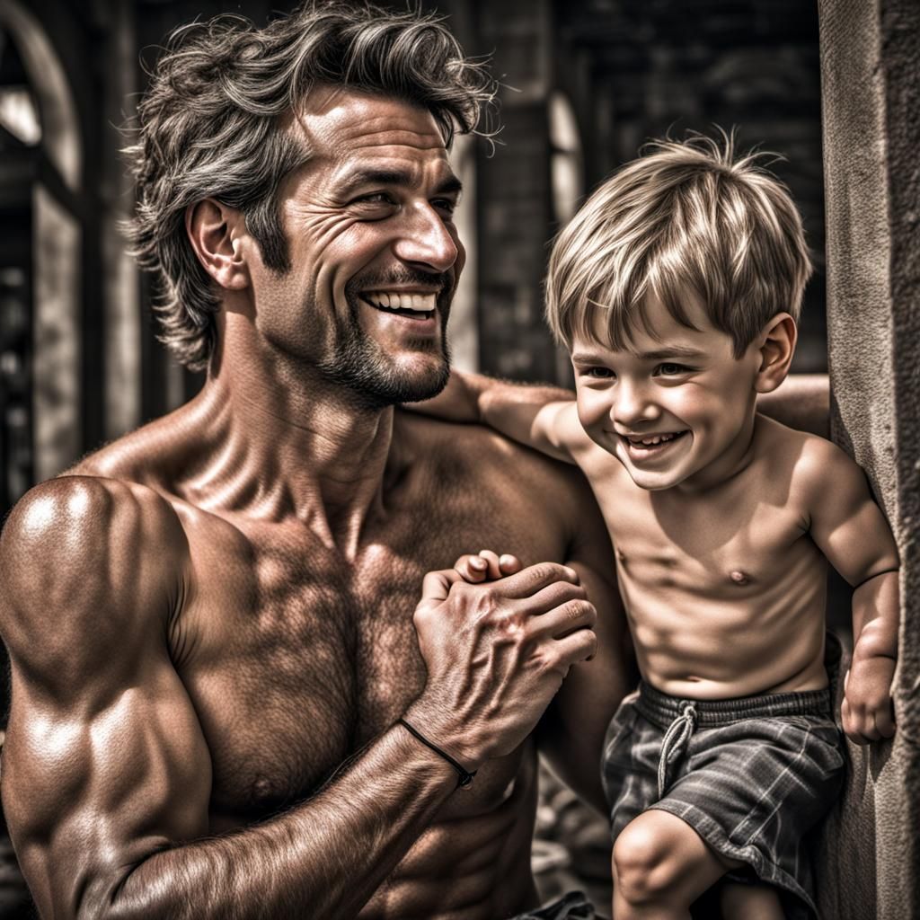 Dad and son - AI Generated Artwork - NightCafe Creator