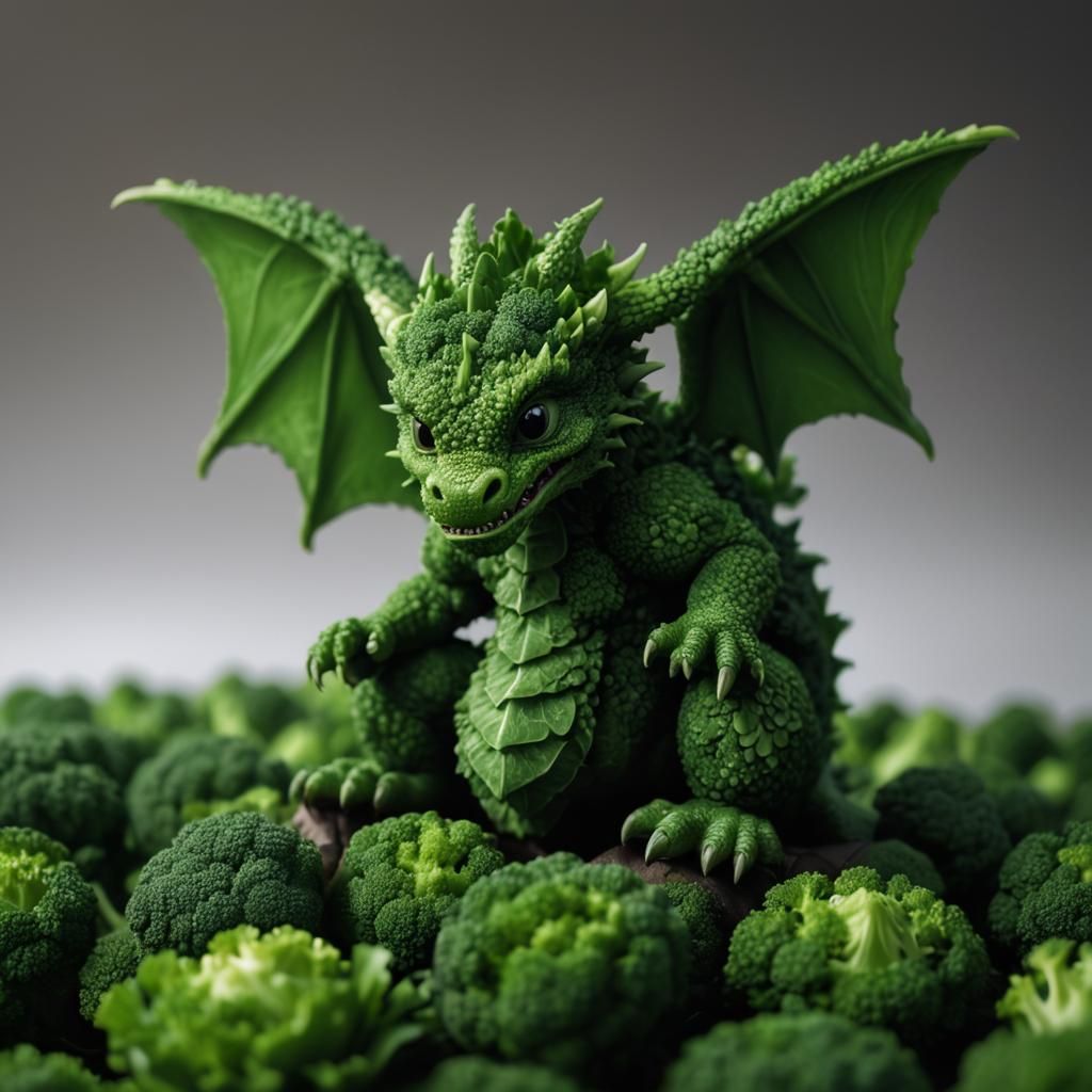 Dragon made of broccoli chibi - AI Generated Artwork - NightCafe Creator
