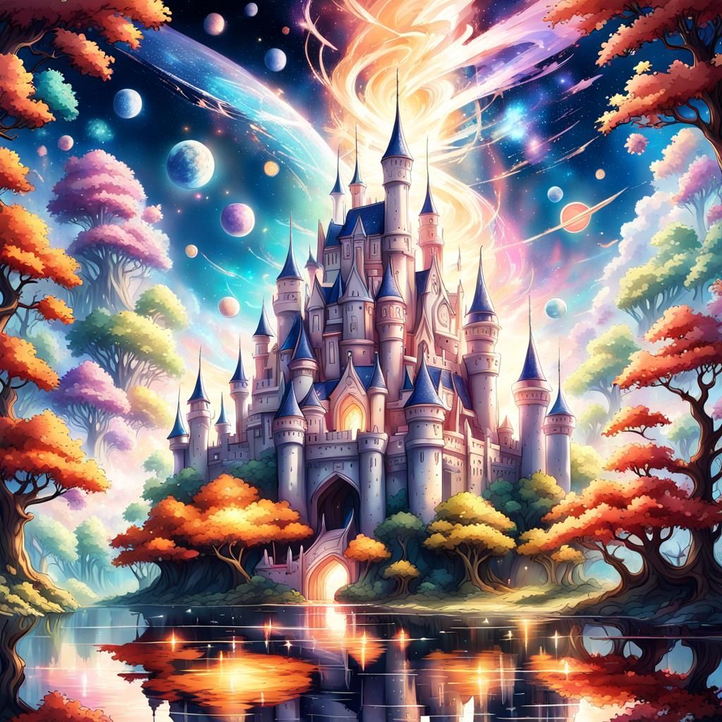 Magic Castle in outer space! - AI Generated Artwork - NightCafe Creator