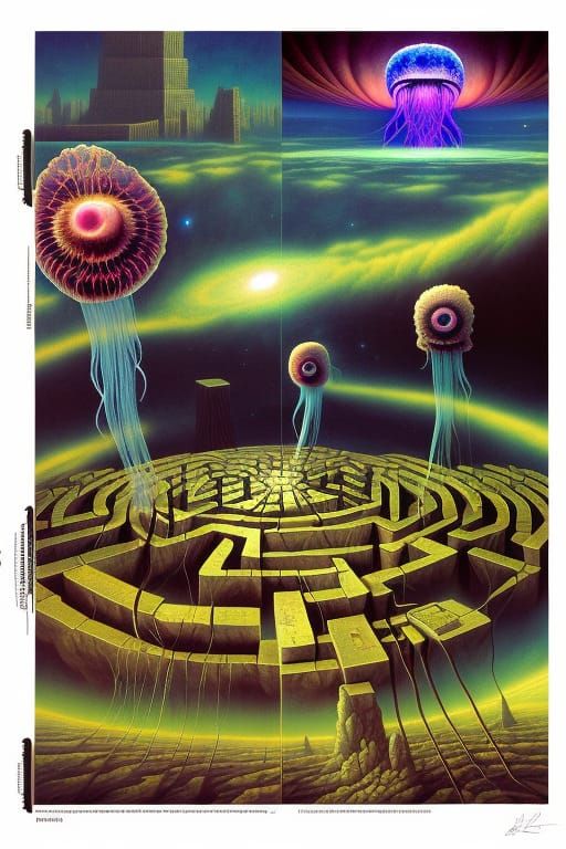 Nuclear Blast Jellyfish Liminal Surrealism in the Universe, Maze Brain ...