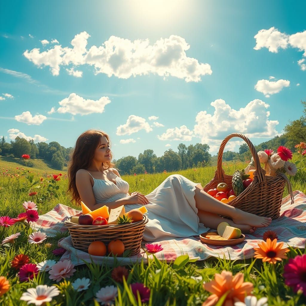 Summer Picnic In The Park - Dreamy Summer Picnic Scene in W...