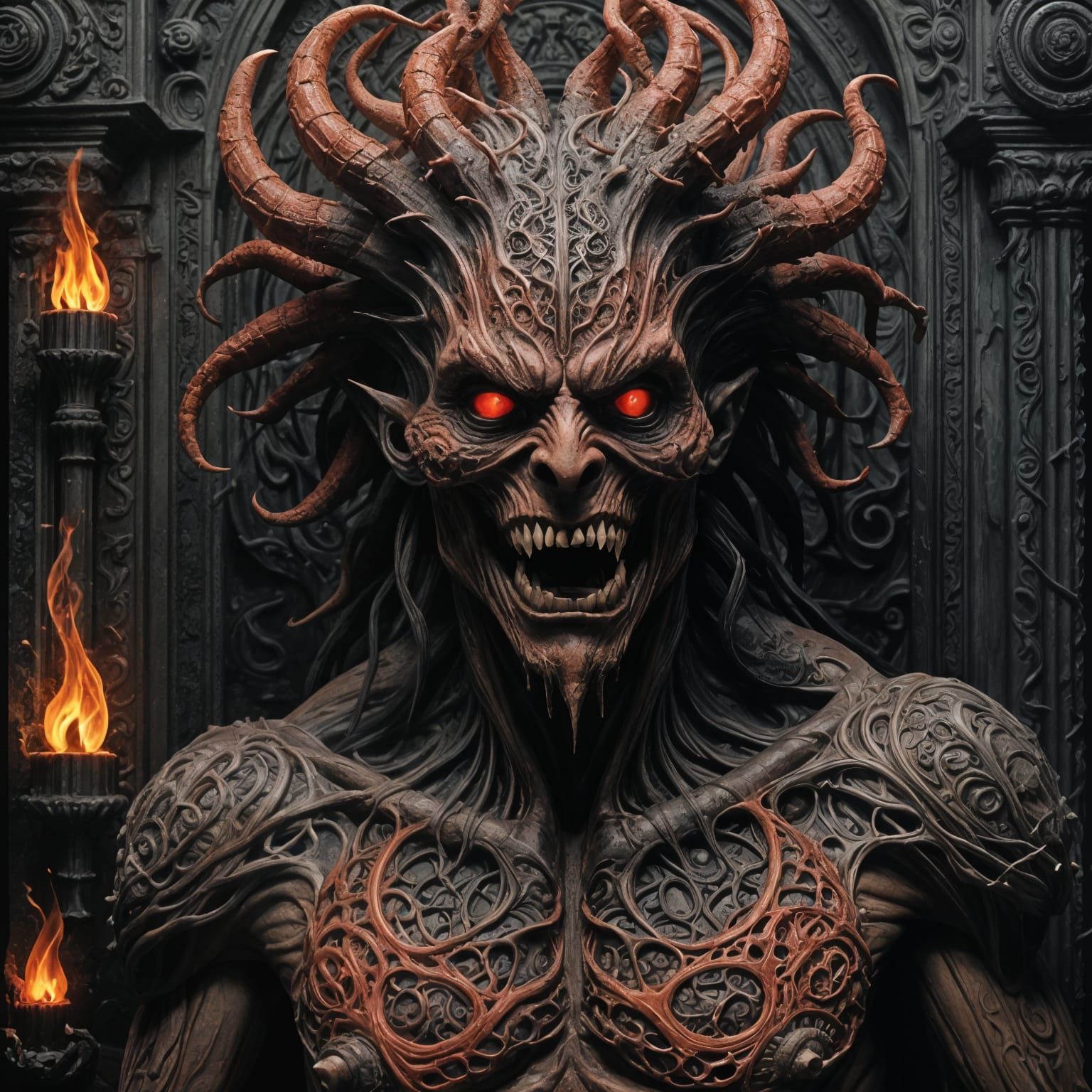 A hyperrealistic, Hyper-detailed, hyper-muscular medium shot of the ...