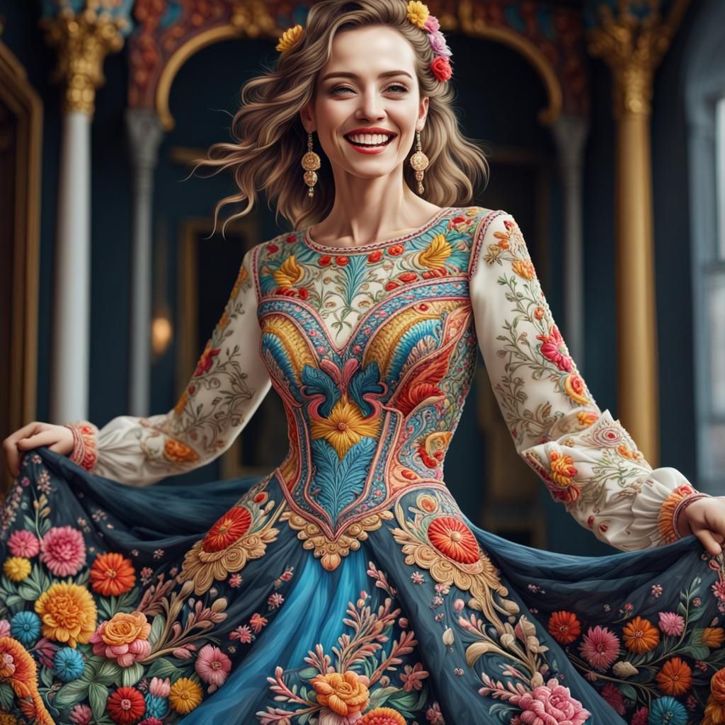 Embroidery Floral Dress - AI Generated Artwork - NightCafe Creator