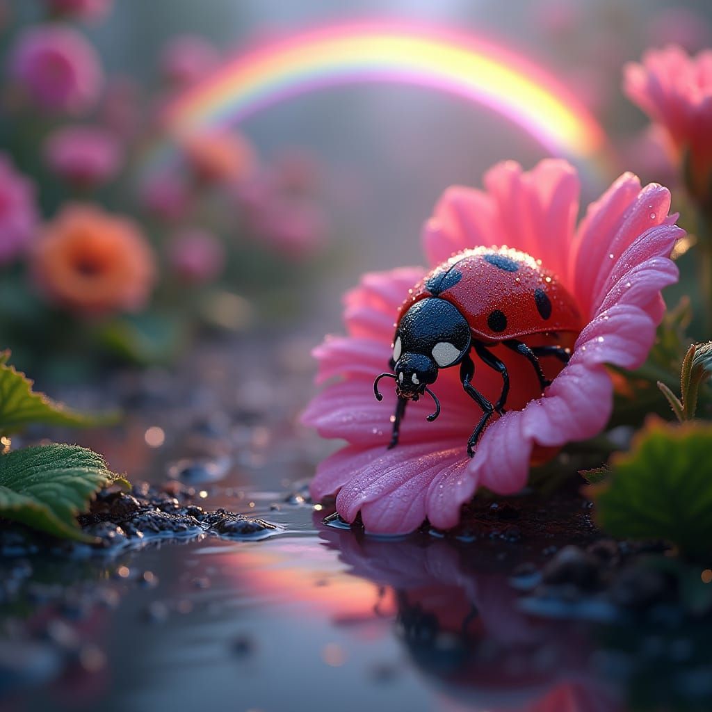 A delicate, dew-kissed ladybug - A delicate, dew-kissed lad...