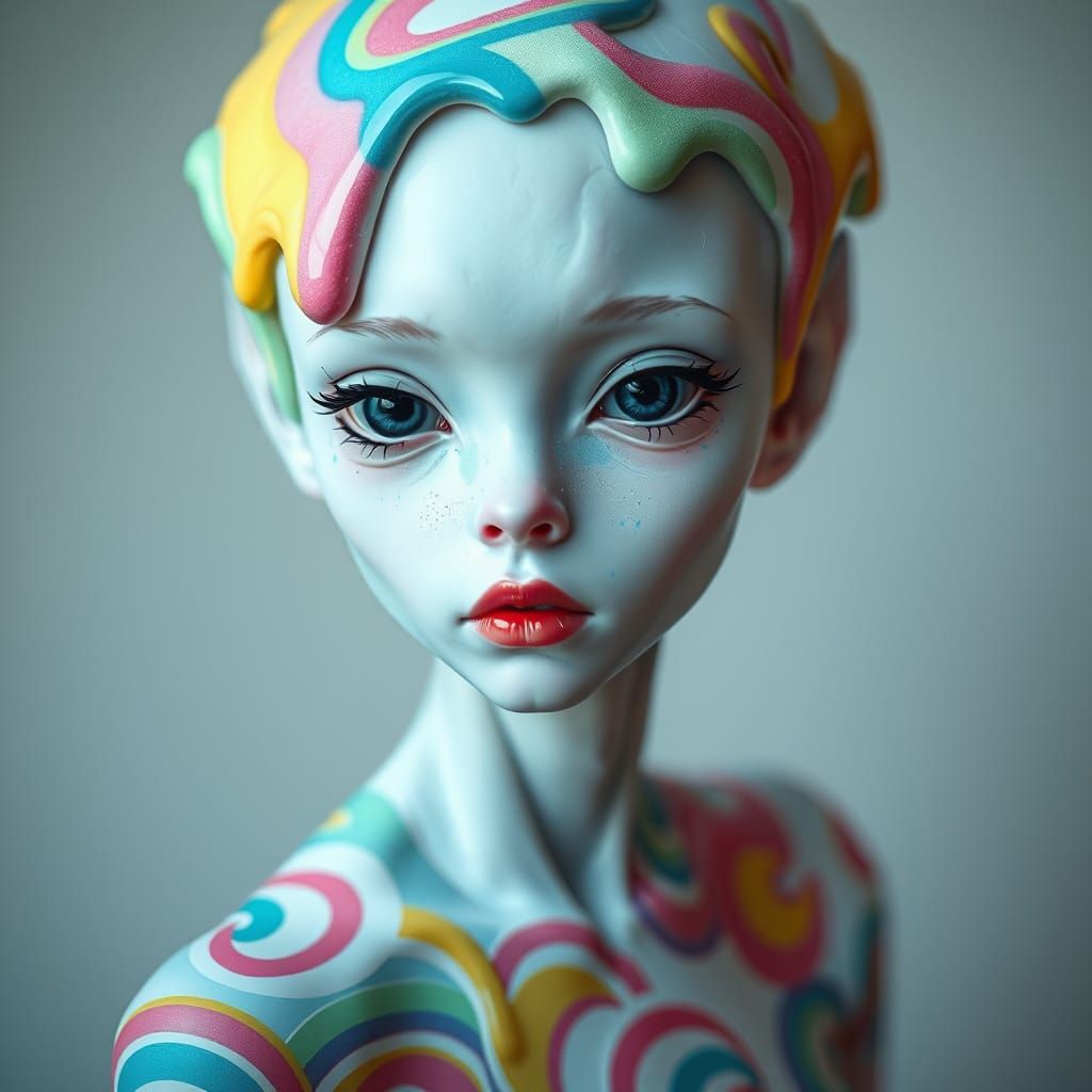 Alien Woman Sculpting Ice Cream: Hyperrealistic Su... - AI Art