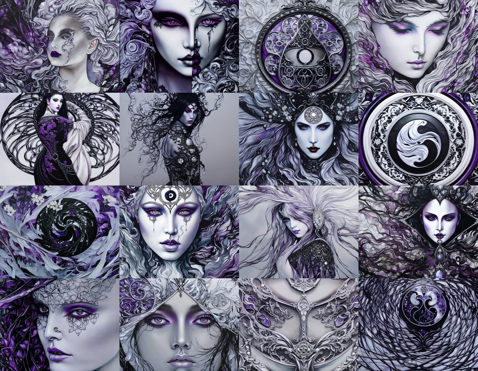 Ornamental Yin yang, Stained Glass, mystic, silver, 256 shades of ...