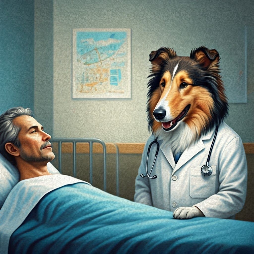 Dr Collie checking up on his patient