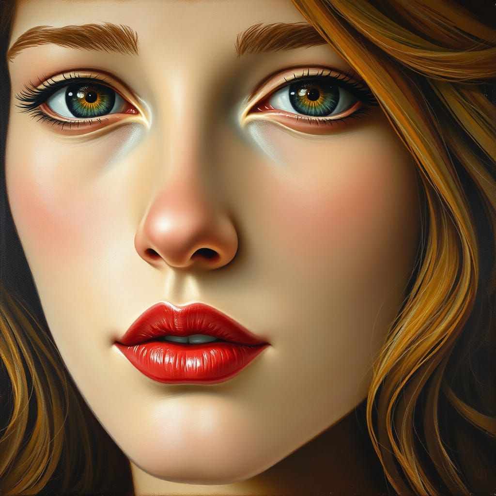 Woman's Face in Mixed Art Styles as Oil Painting - AI Art