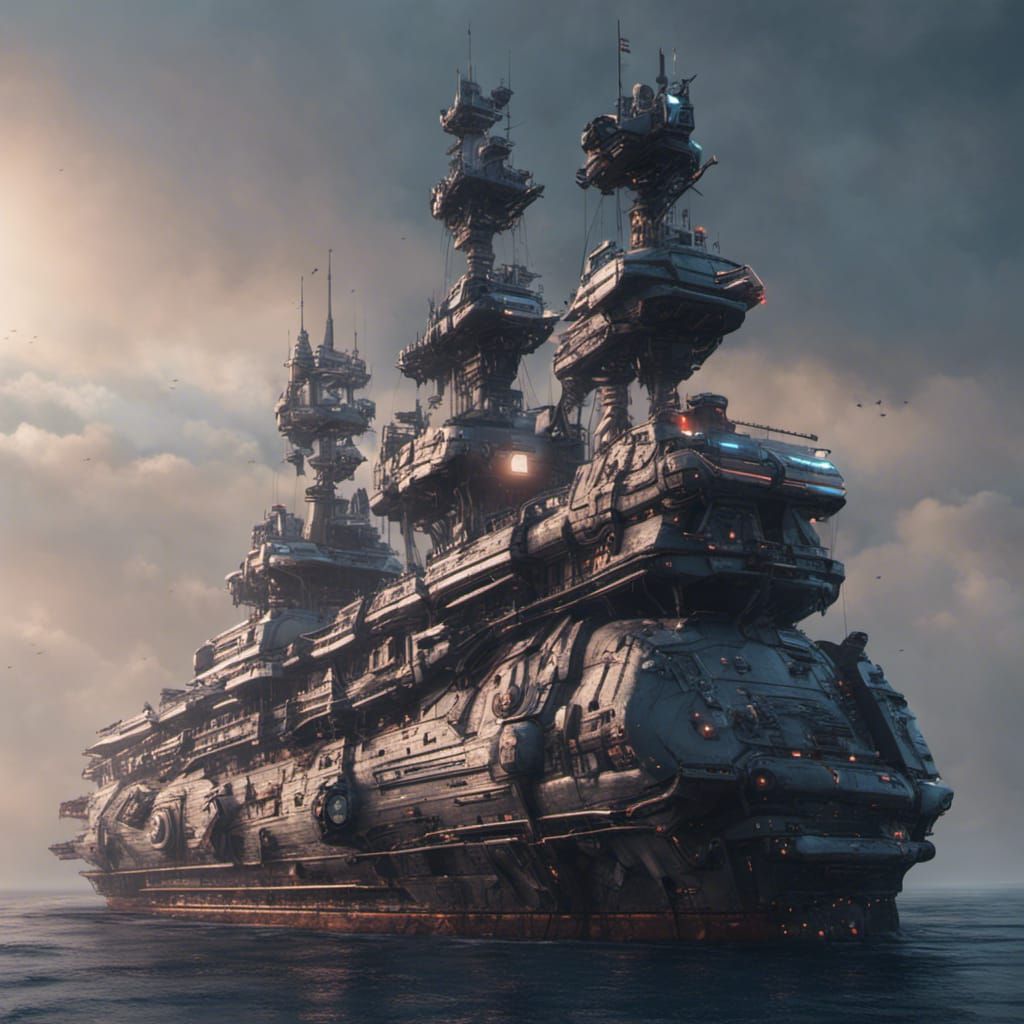 3d printed cyborg Navy ship - AI Generated Artwork - NightCafe Creator