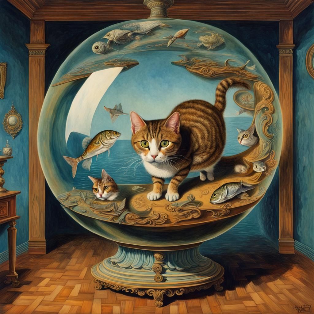 Cat in the land of surrealism - AI Generated Artwork - NightCafe Creator