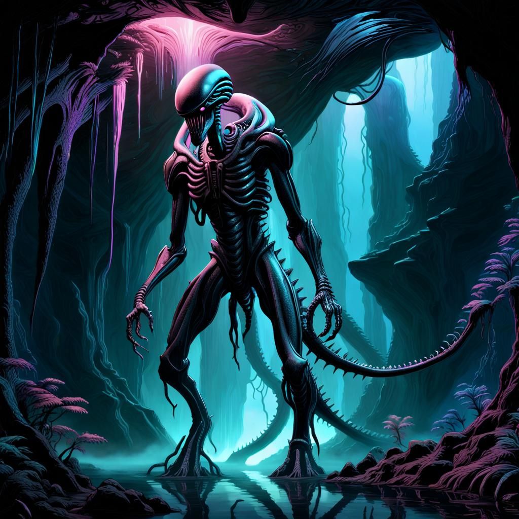 Xenomorph from Alien - Surreal Biomechanical Horror in Dark ...