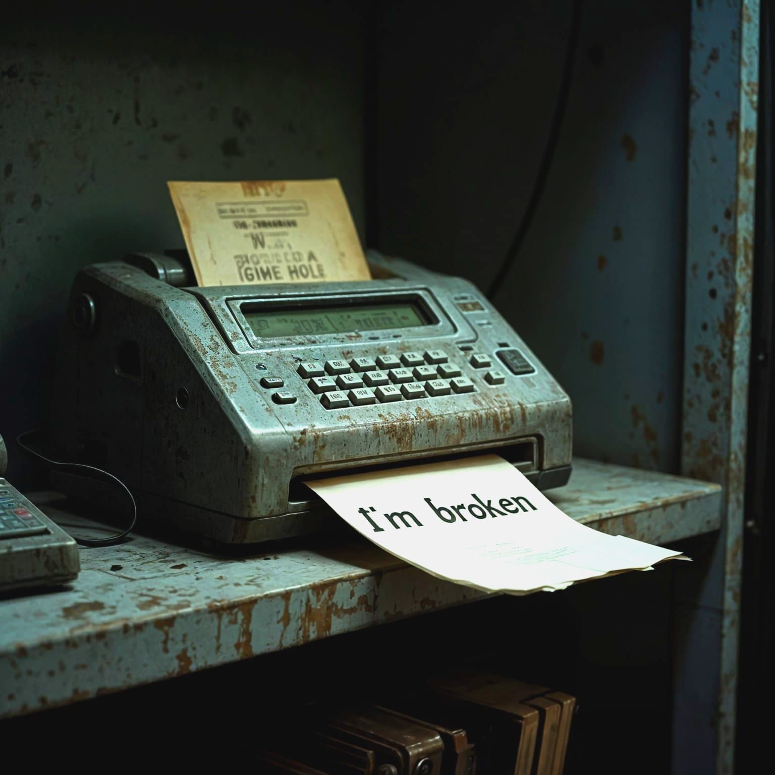 Vintage Fax Machine in Desperate Distress - AI Art