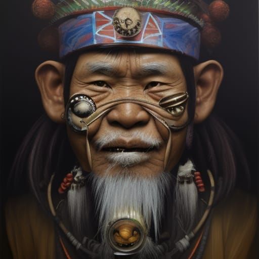 SHAMANIC PORTRAITS 11 - Indonesian Shaman Portrait with Stea...