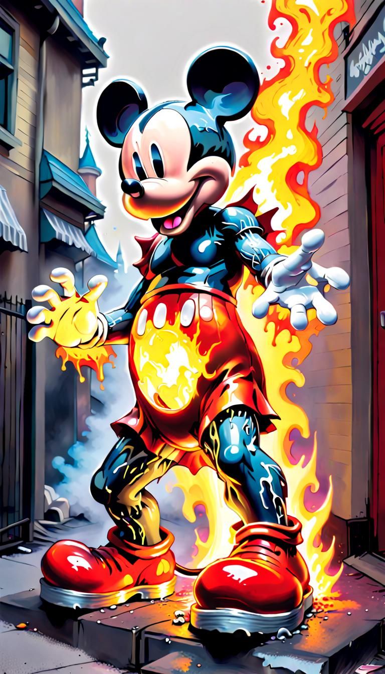 Mickey En Fuego - AI Generated Artwork - NightCafe Creator