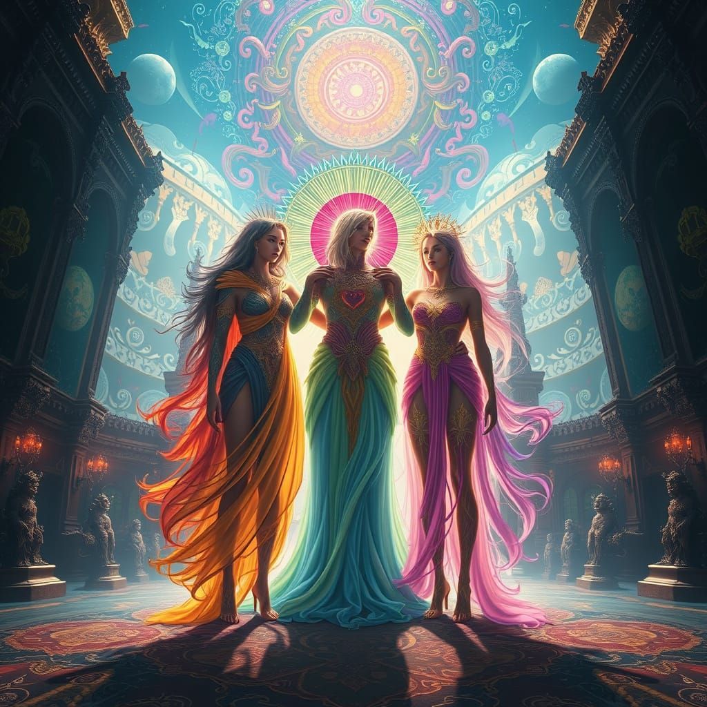 Vibrant, radiant beings, embodying love and truth, standing together in ...