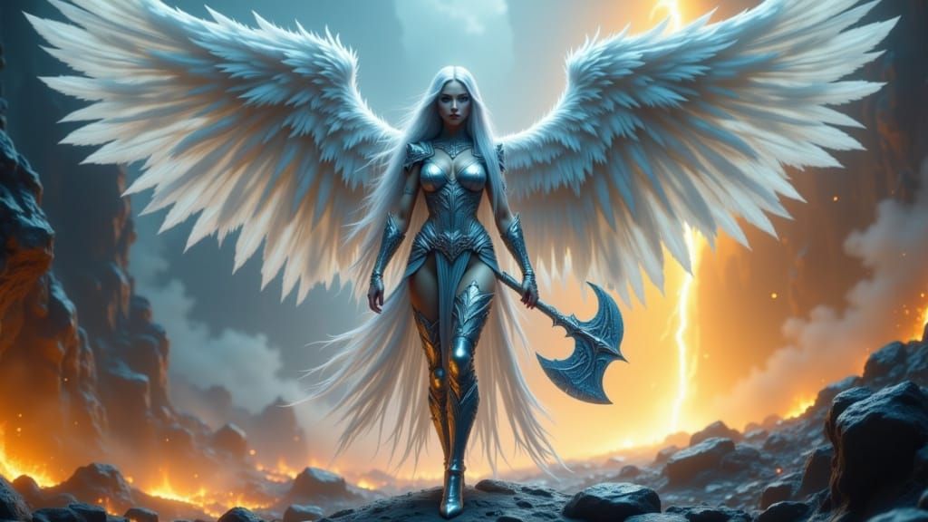 Silvara the Frost Angel - Ethereal Frost Angel in Majestic S...