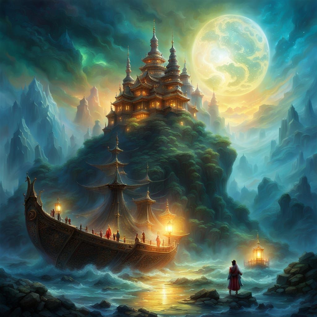 Vimana - Mystical Vimana Rises from Dreamlike Mist