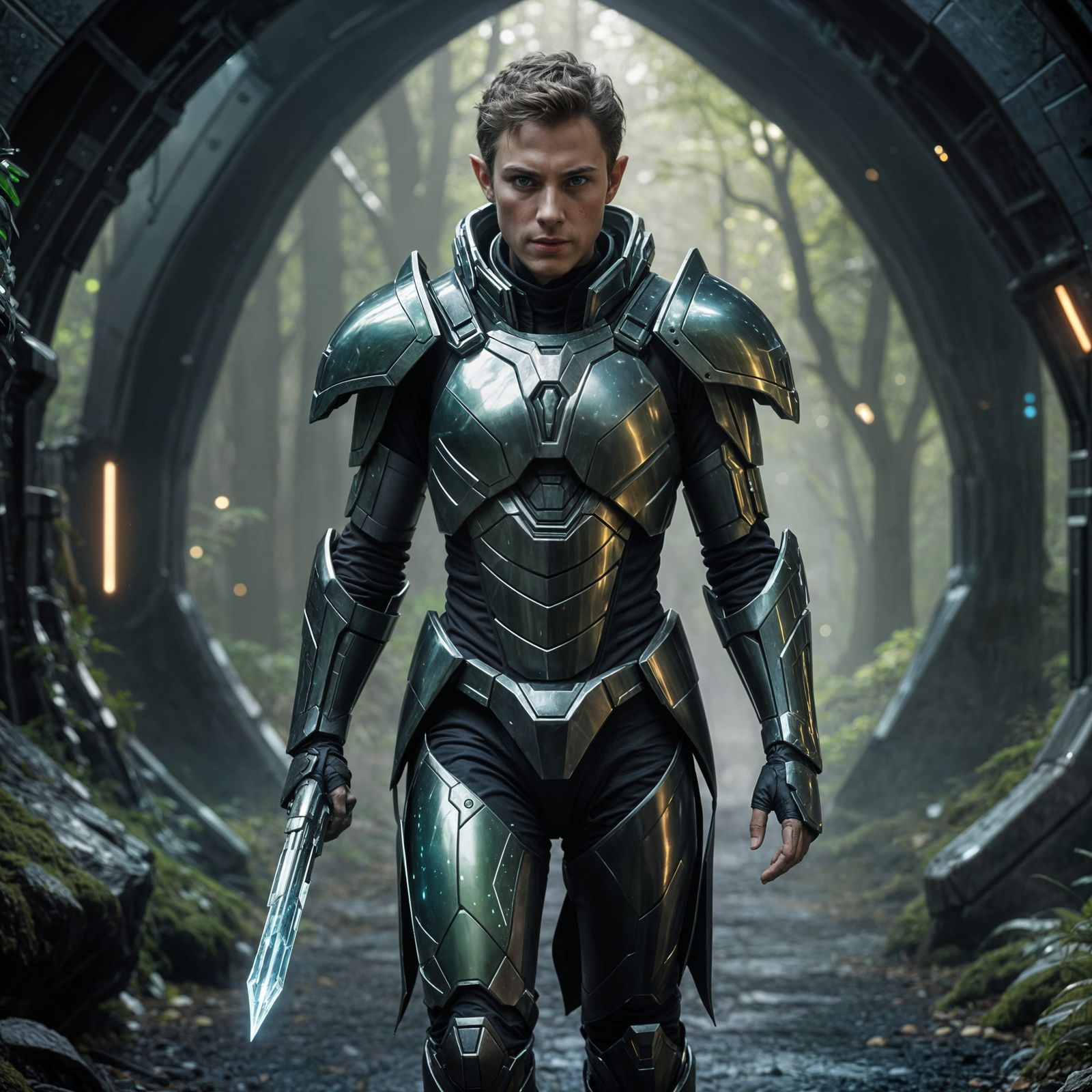 Space Elf - Ethereal Sci-Fi Elf Warrior in Graphene Space Ar...