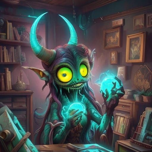 Cyberpunk Horror Creature Emerges from Dark Closet - AI Art