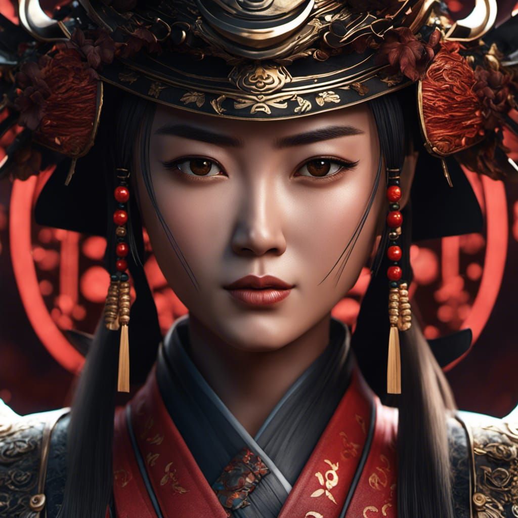 samurai woman - 3 - portrait - AI Generated Artwork - NightCafe Creator