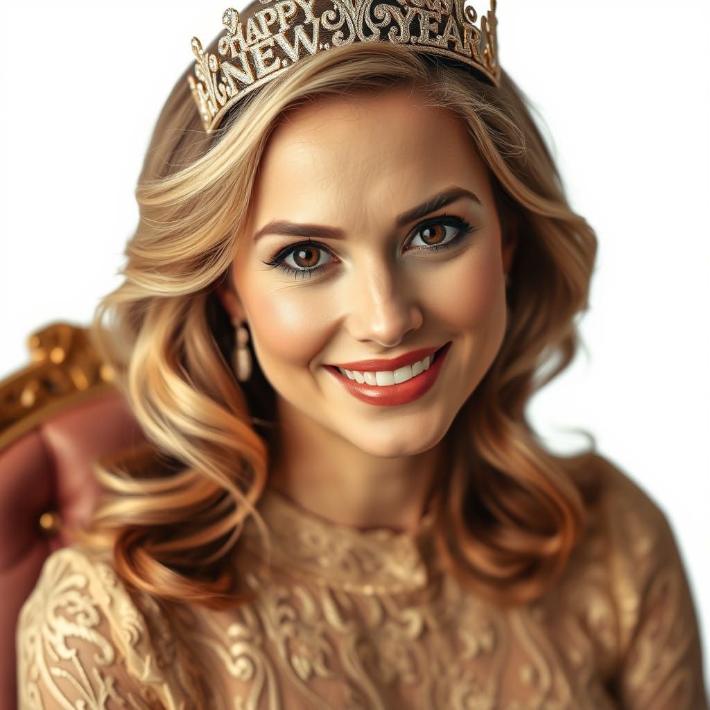 Beautiful Happy New Year Lady - Stunning Regal Portrait in G...