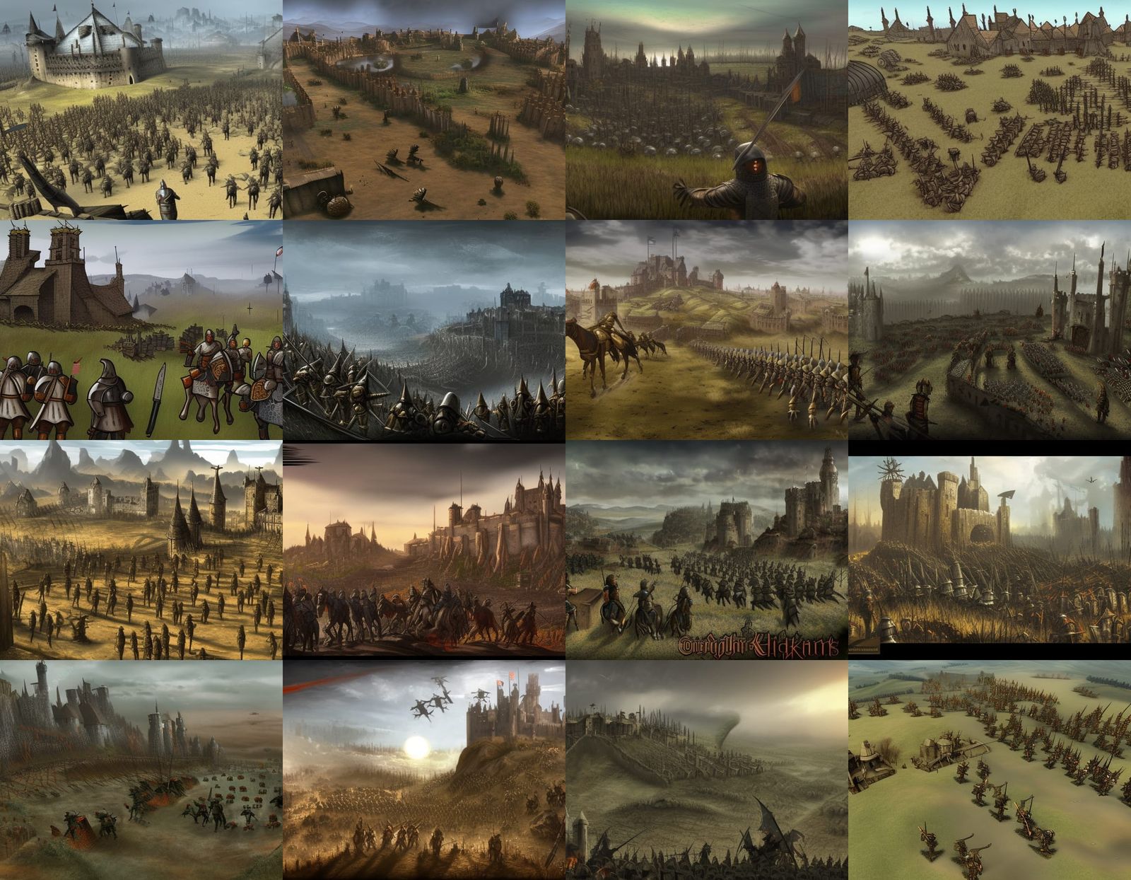 Post-apocalyptic medieval land overlooking a knight army. - AI ...
