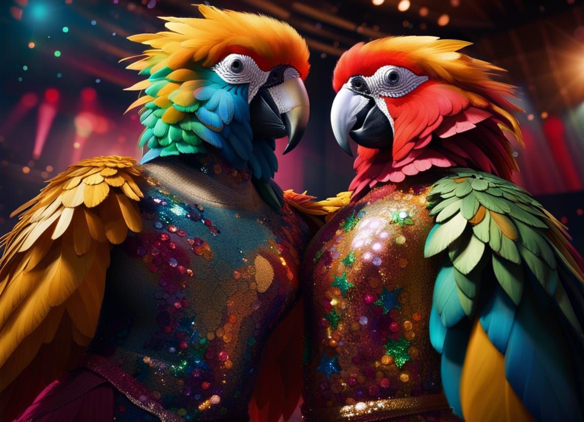Dancing parrots - AI Generated Artwork - NightCafe Creator