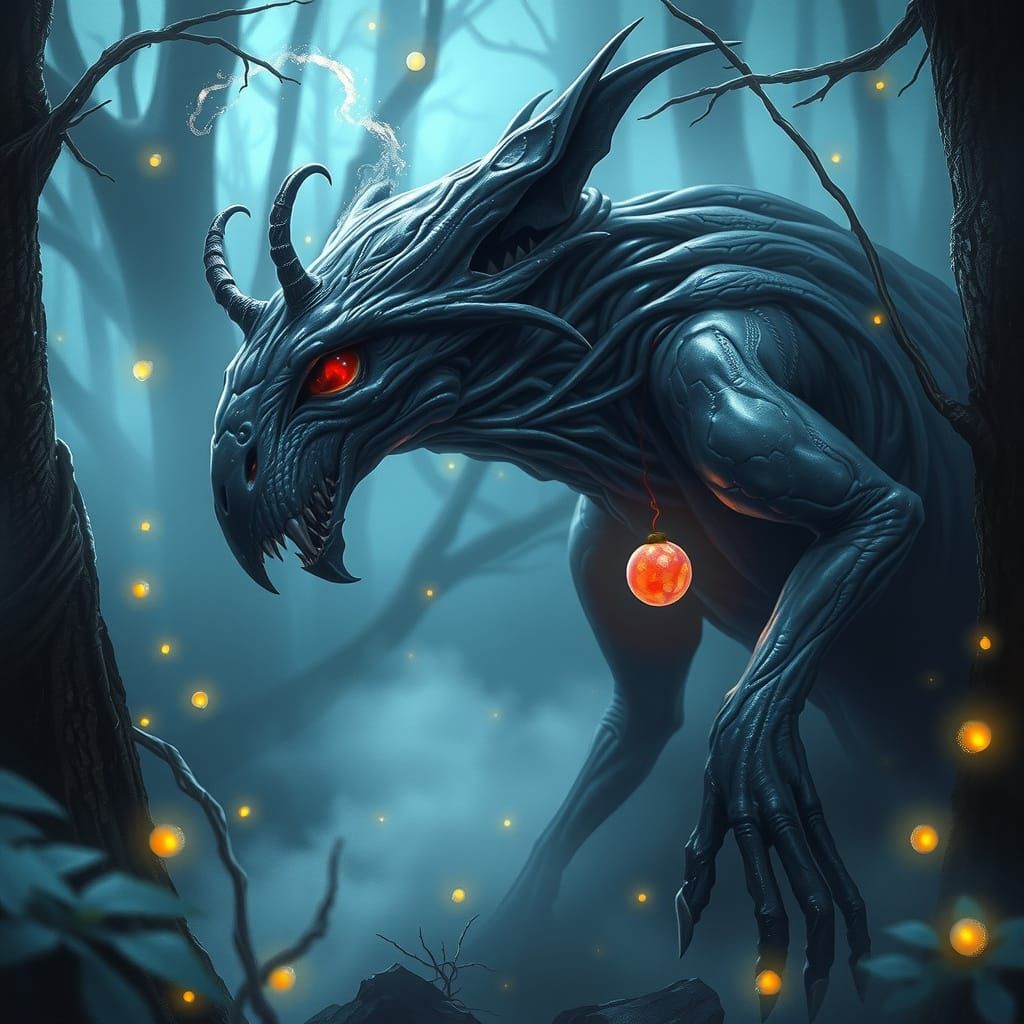 Gray Berry Monster Foo - Mystical Gray Creature in Fantastic...