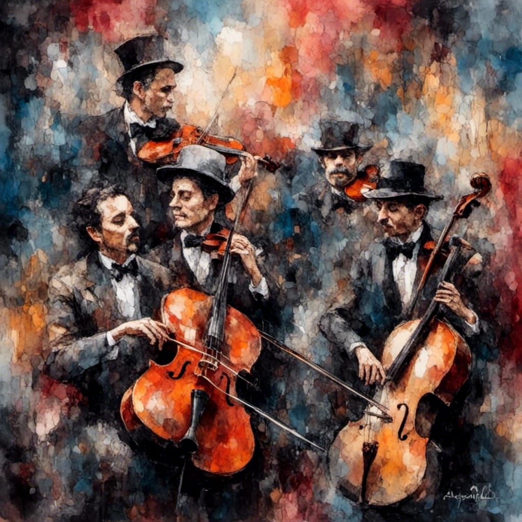 a groupbmetallica playing in the stadium , a watercolor painting, by ...
