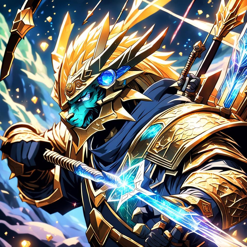 Vibrant Anime Art of Dragonborn Ranger in Action - AI Art